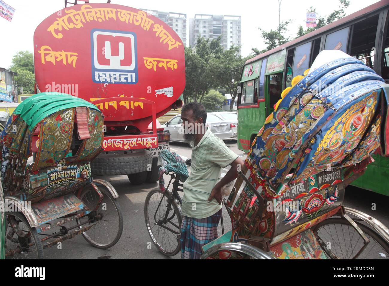 Dhaka, Bangladesh. August 27, 2023. A general view shows, Rickshaw ...