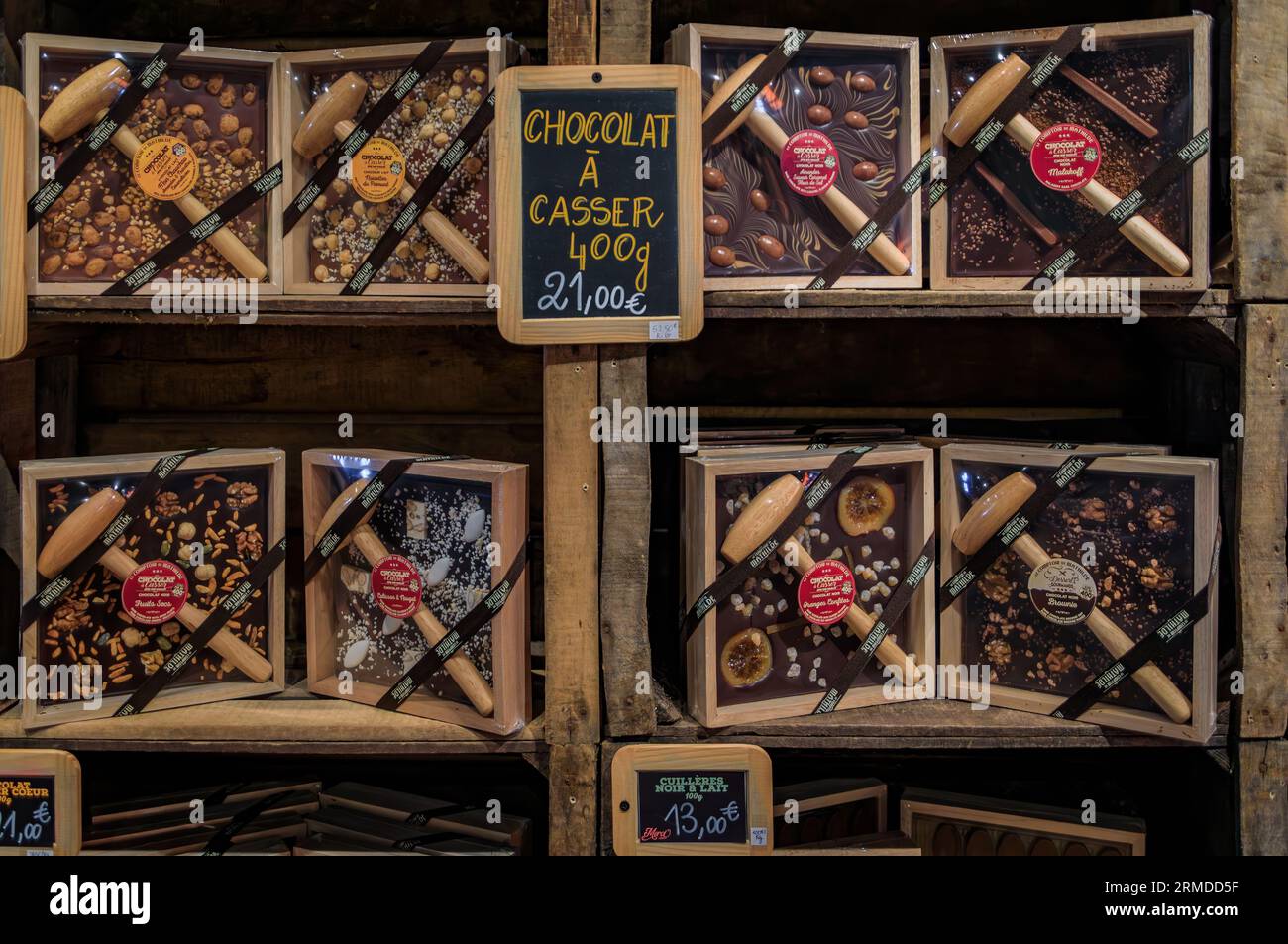 Menton, France - May 26, 2023: Large chocolate bar for breaking with a ...