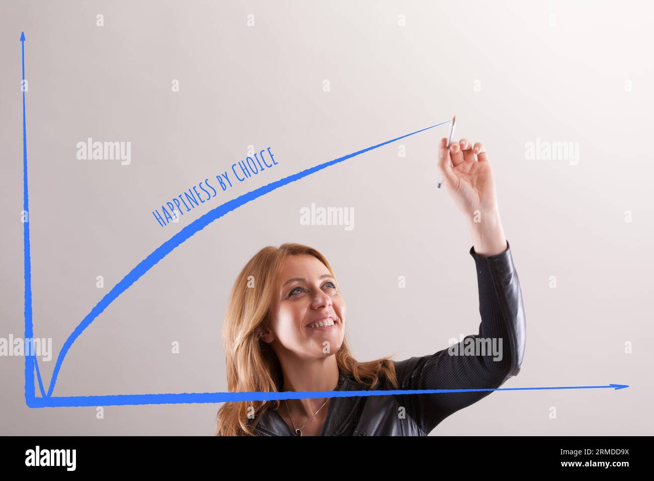 Through an illustrative graph, a woman portrays the effectiveness of ...