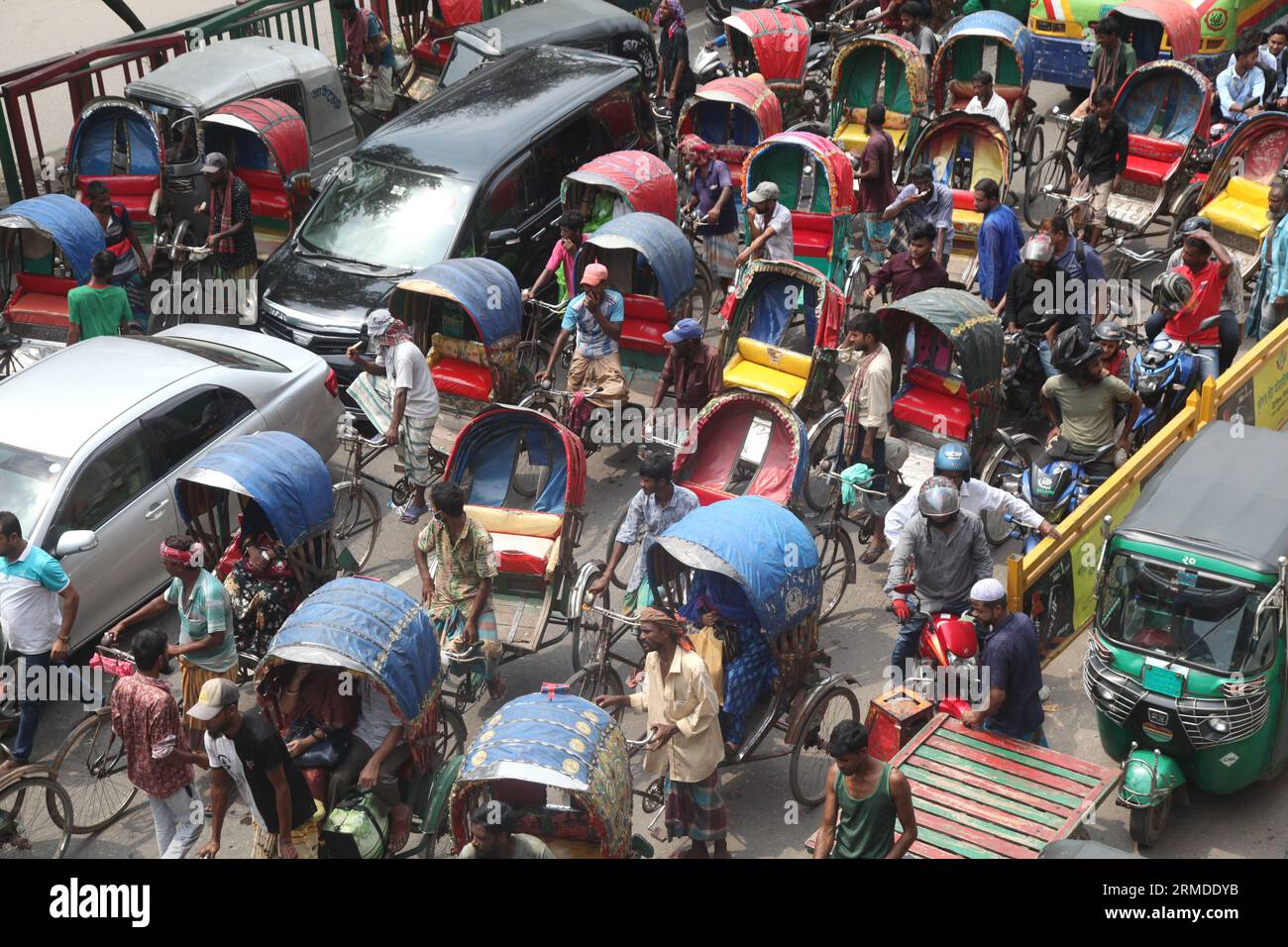 Dhaka, Bangladesh. August 27, 2023. A general view shows, Rickshaw ...
