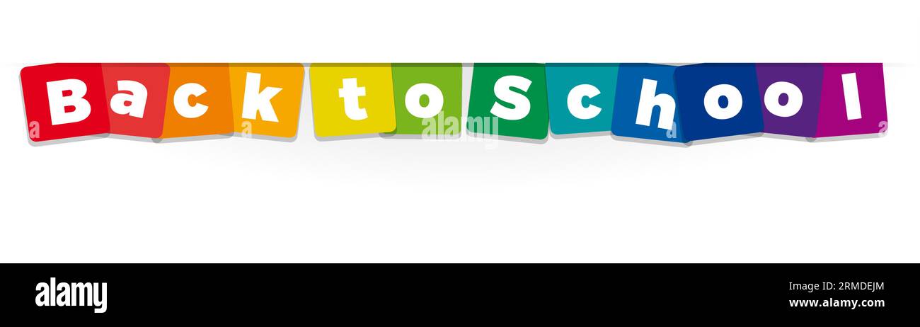 The word Back to school. Vector banner with the text colored rainbow ...