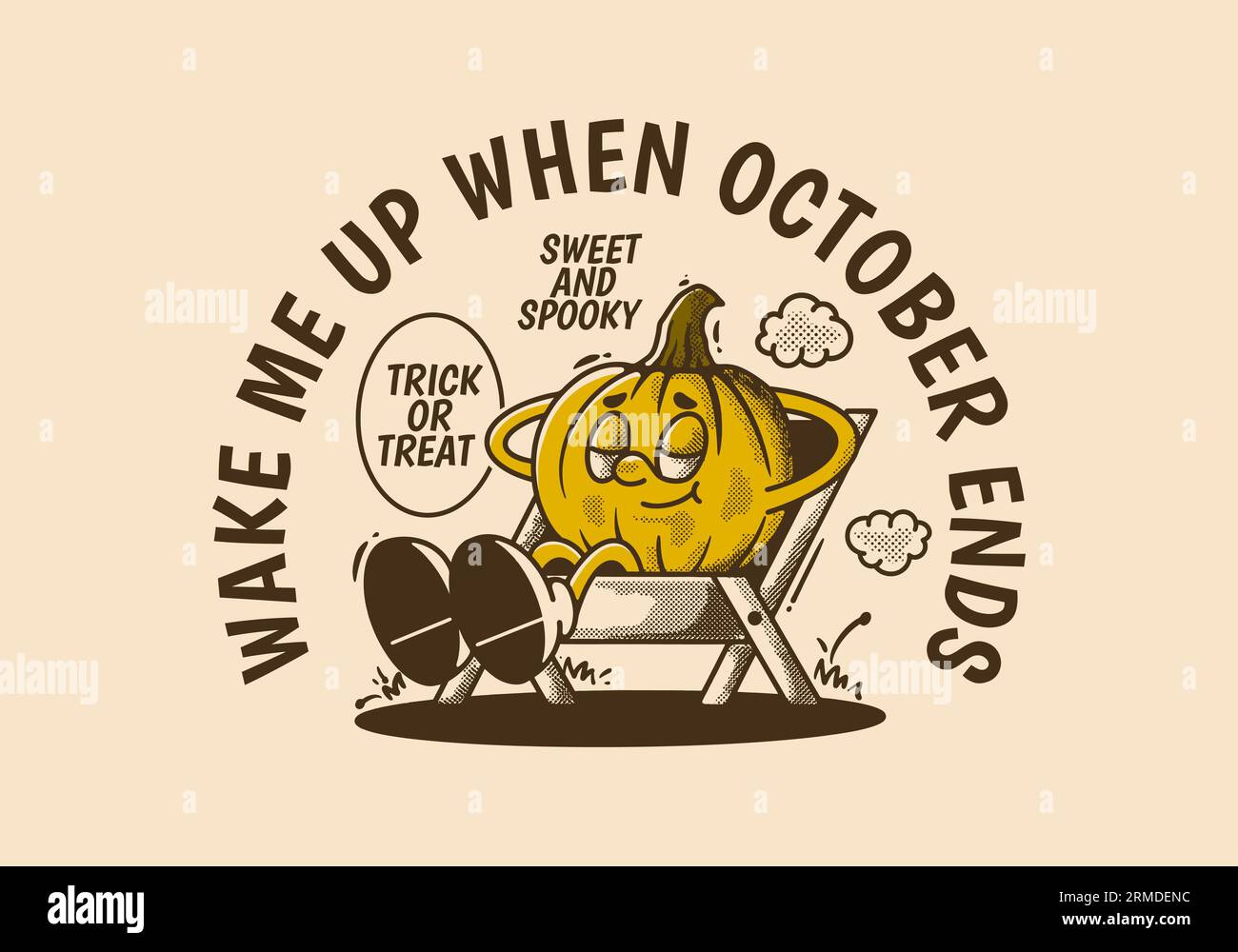 Wake me up when october ends, halloween pumpkin character sleep on the ...