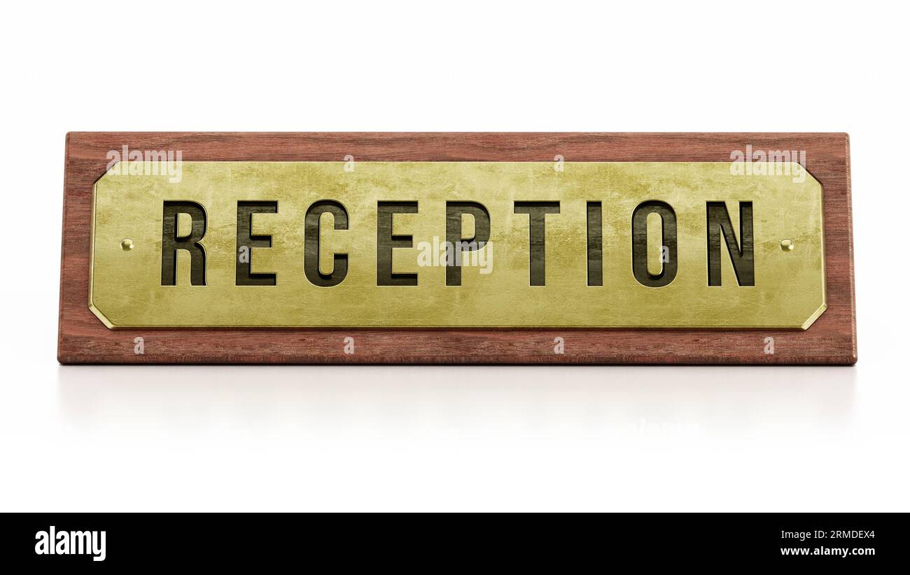Reception sign isolated on white background. 3D illustration Stock ...