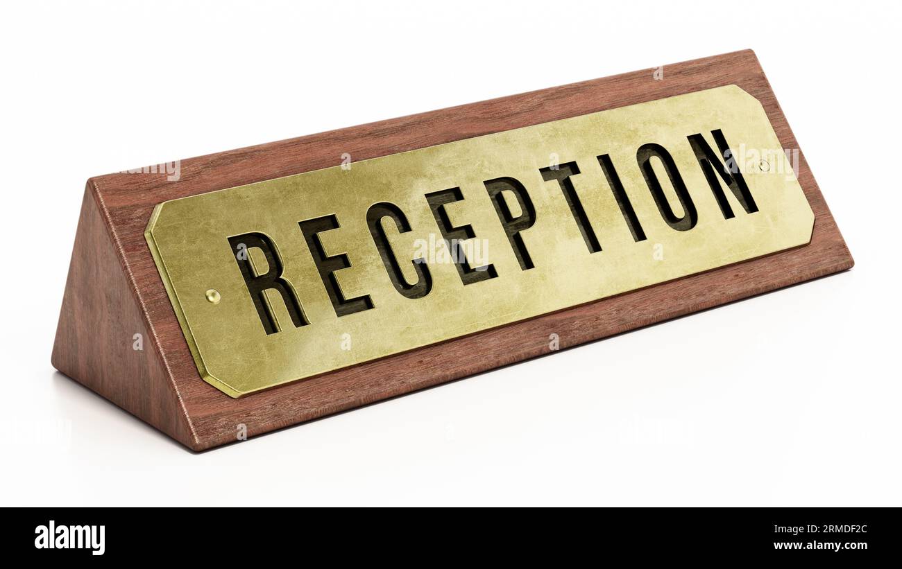 Reception sign isolated on white background. 3D illustration Stock ...