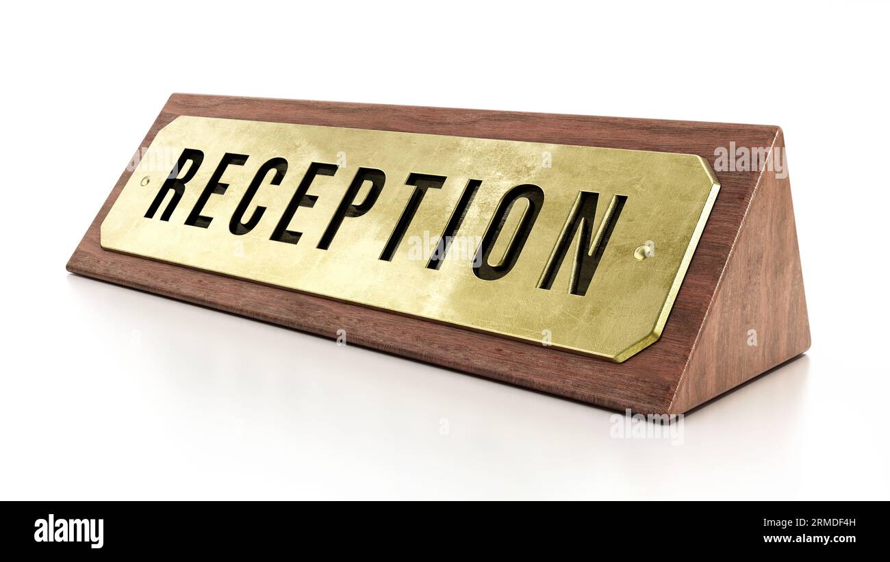 Reception sign isolated on white background. 3D illustration Stock ...