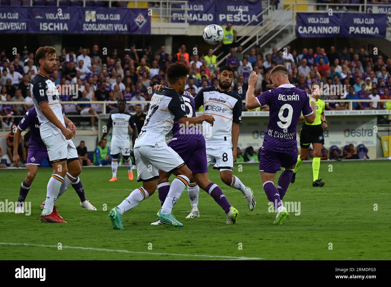 Florence, Italy. August 27, 2023 Lucas Beltran (Fiorentina)Hamza Rafia ...