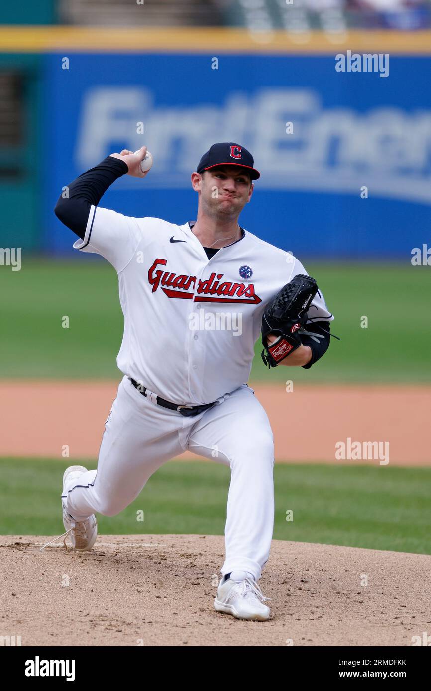 CLEVELAND, OH - AUGUST 24: Cleveland Guardians starting pitcher Gavin ...