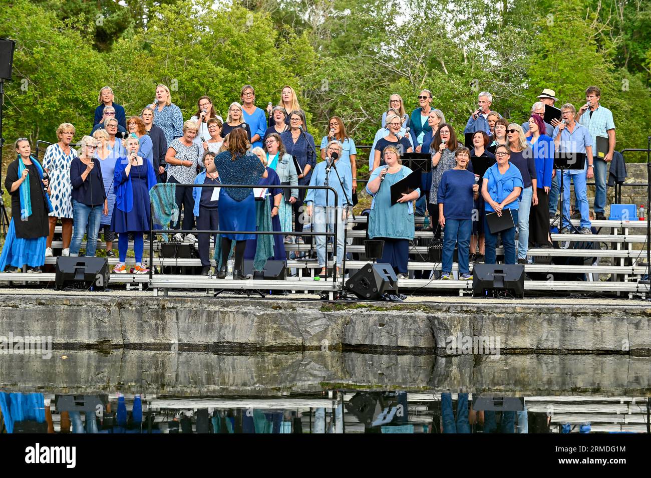 Outdoor concert in limestone quarry Hallabrottet Kumla Sweden august 27 ...