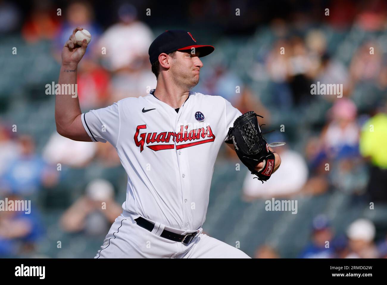 CLEVELAND, OH - AUGUST 24: Cleveland Guardians starting pitcher Gavin ...