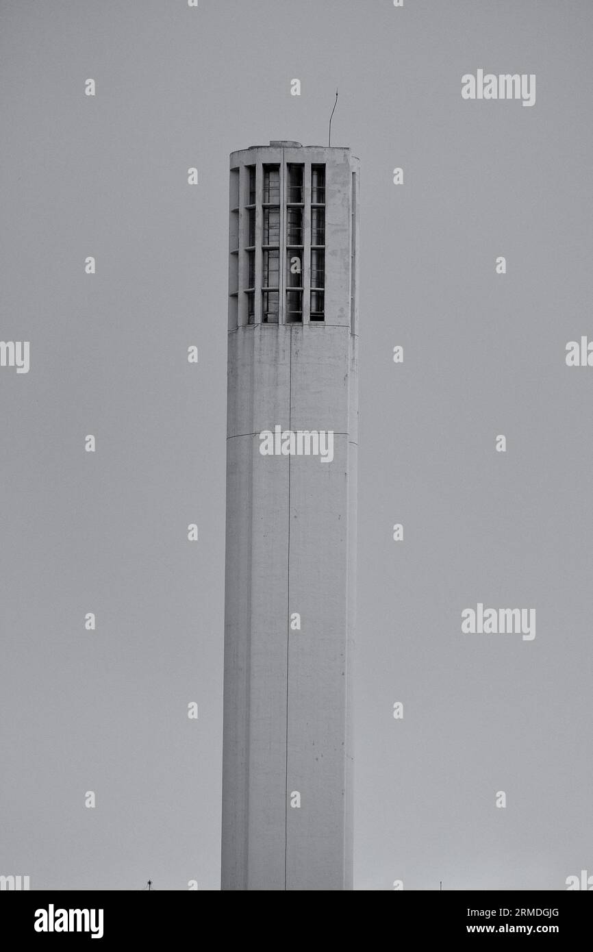 Upper section of the Cheminée du Front de Seine - monochrome chimney ...