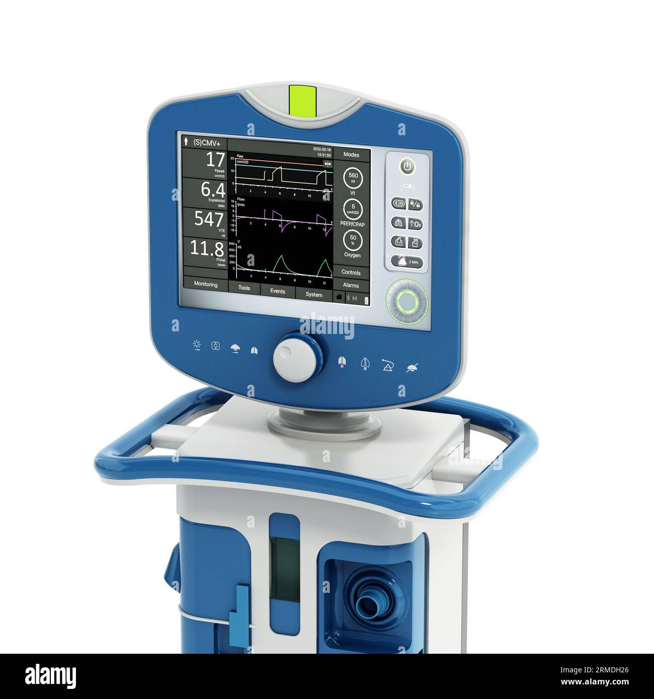 Medical ventilator device isolated on white background. 3D illustration ...