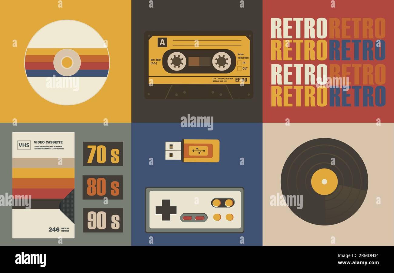 Various old-fashioned items on a retro background. Concept retro or ...