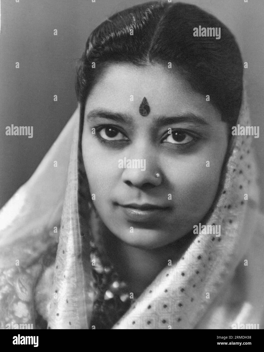 old vintage studio portrait black and white early 1900s silver gelatin toned print Indian woman ...