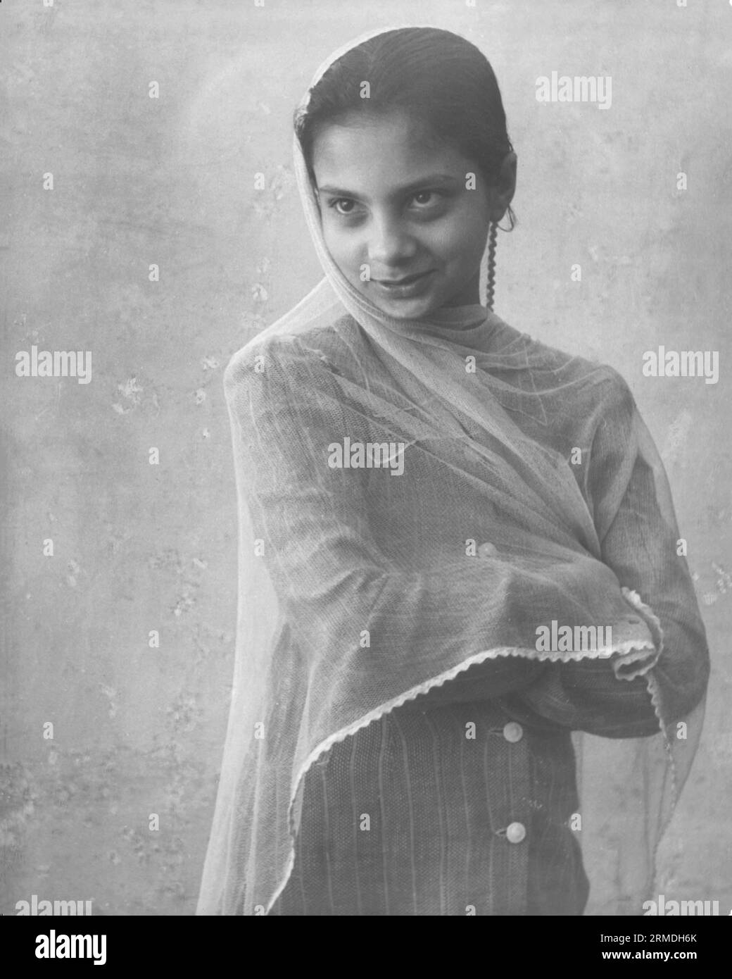 old vintage studio portrait black and white early 1900s silver gelatin toned print Indian woman ...