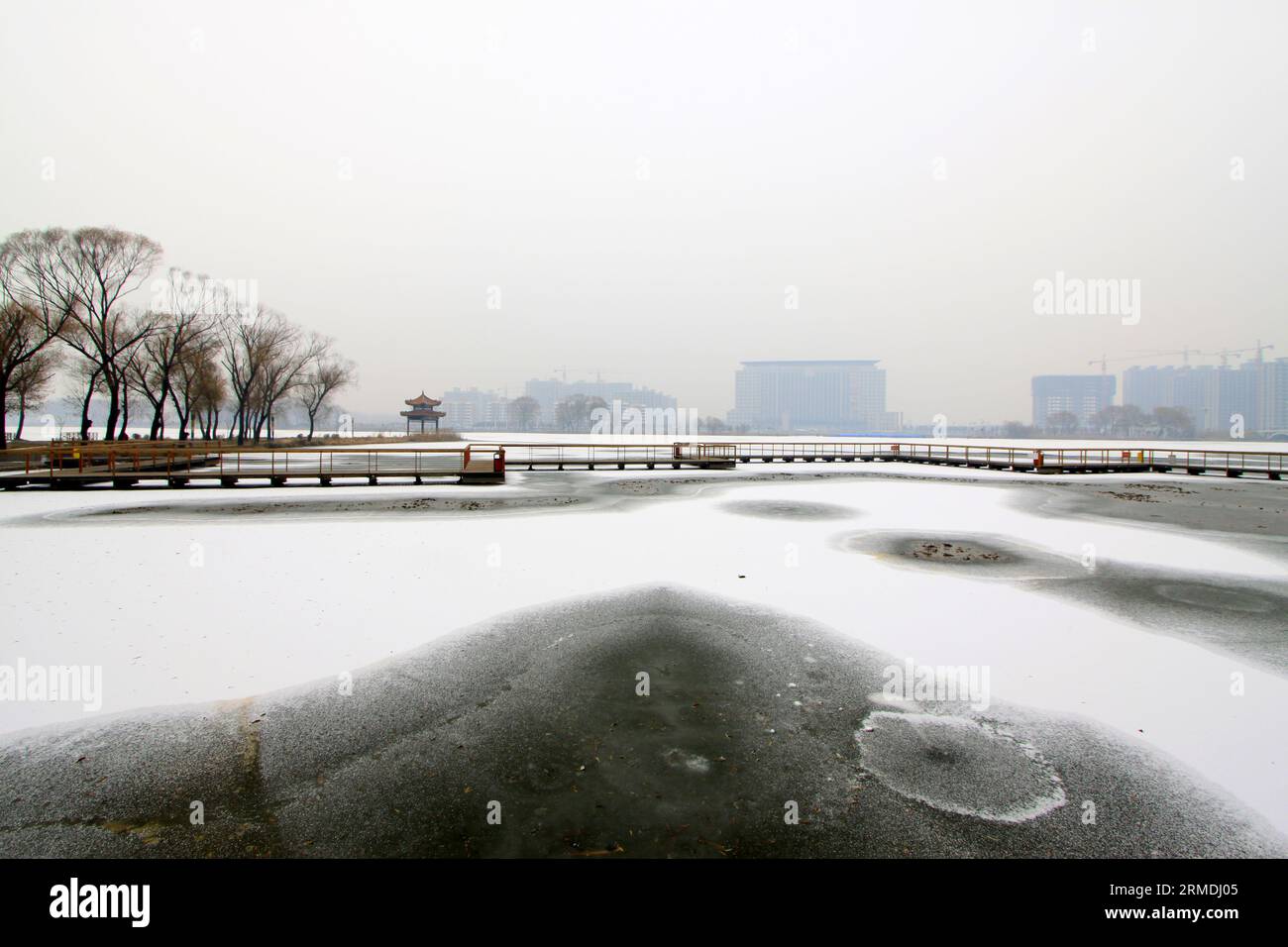 Frozen natural landscape in the river surface, in the winter, China ...