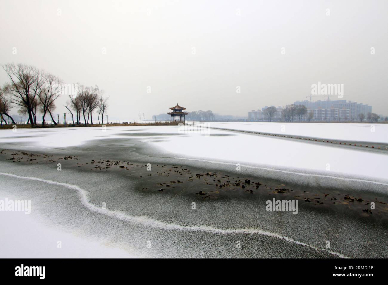 Frozen natural landscape in the river surface, in the winter, China ...