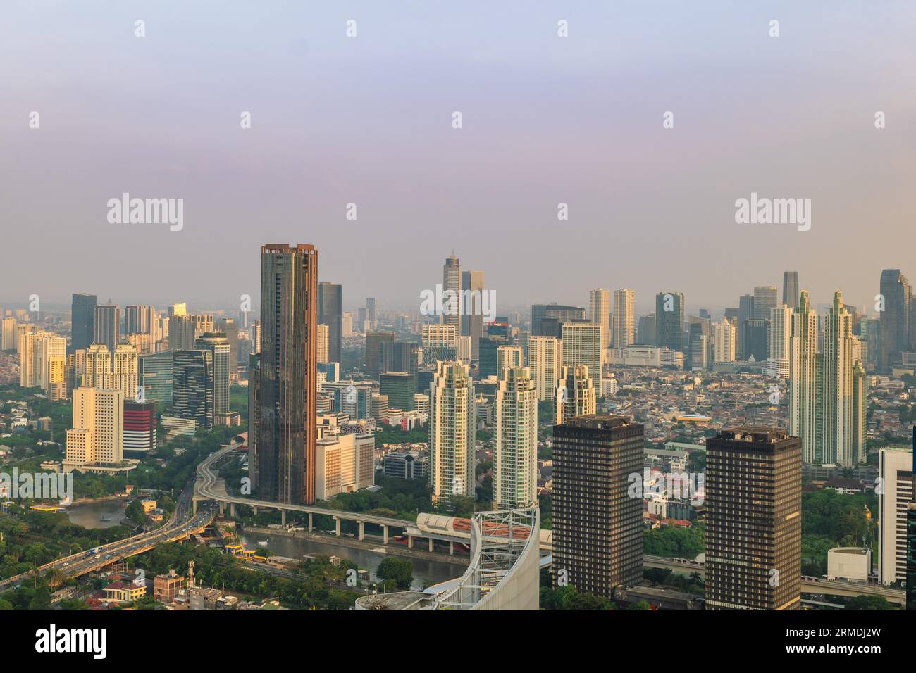 scenery of Jakarta skyline at dusk, the capital of Indonesia Stock ...