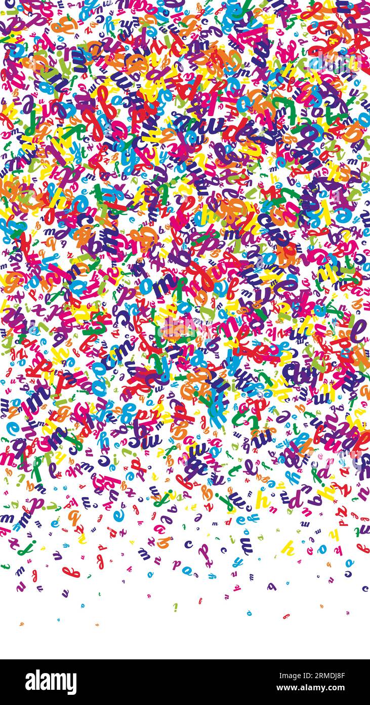Concept of school background. Colorful childish falling letters of ...