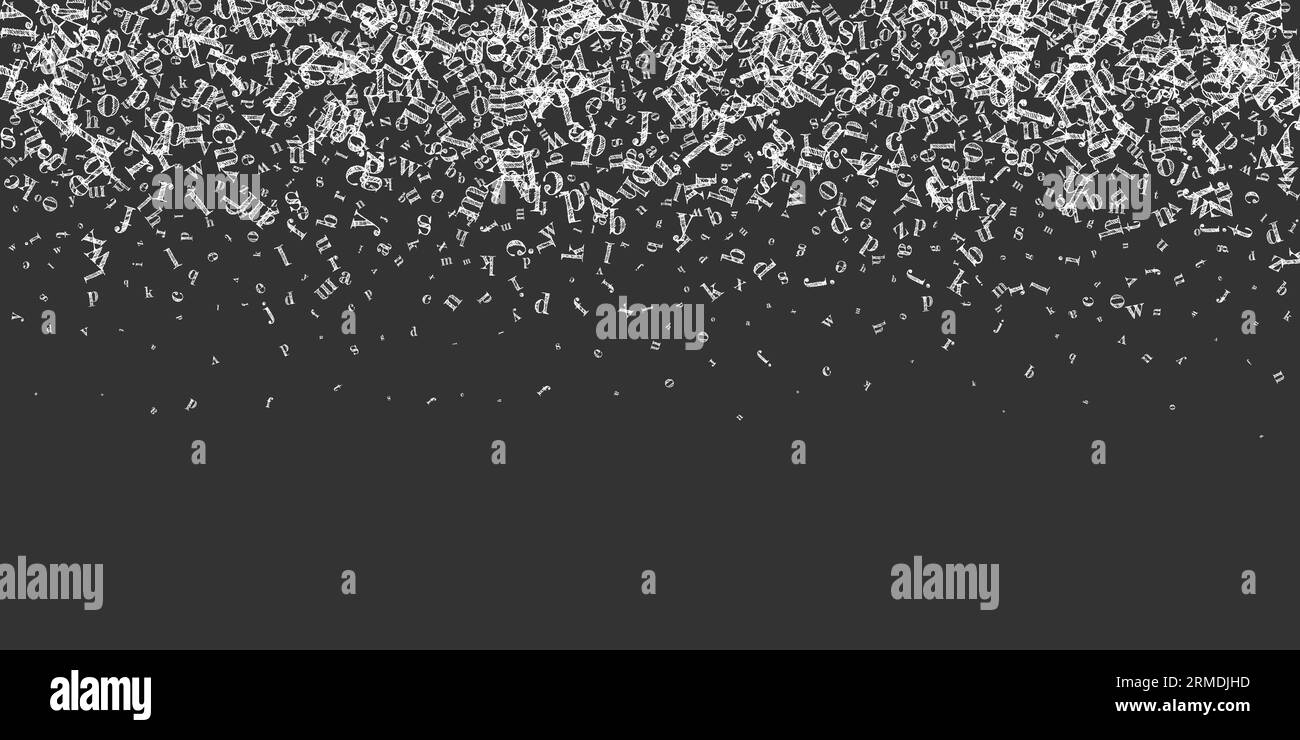 Concept of school background. White chalk falling letters of English ...