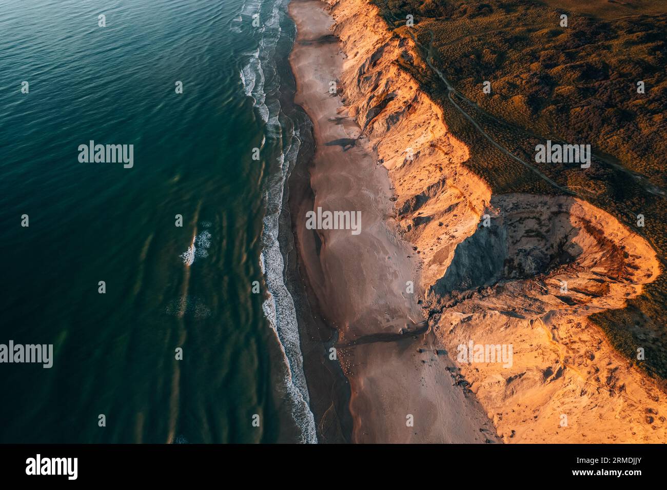 Aerial Drone Photo of the Danish coastline at North Sea during sunset ...