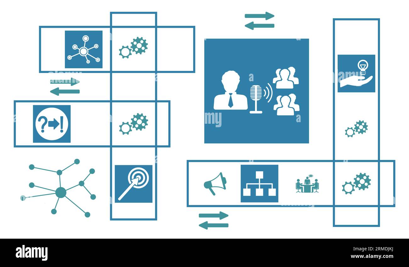 Concept of coaching with connected icons Stock Photo - Alamy