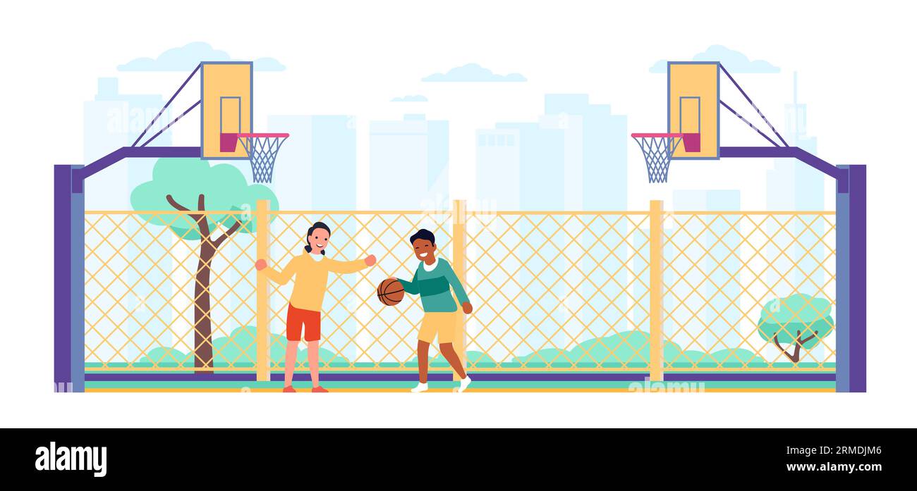 Friends on the basketball court Stock Vector Images - Alamy
