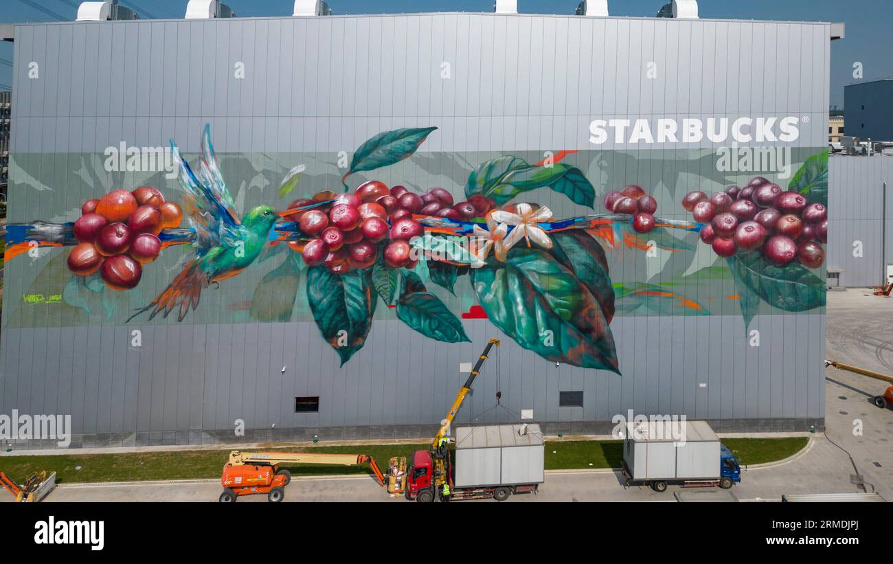 SUZHOU, CHINA - AUGUST 25, 2023 - An aerial photo shows the Starbucks ...