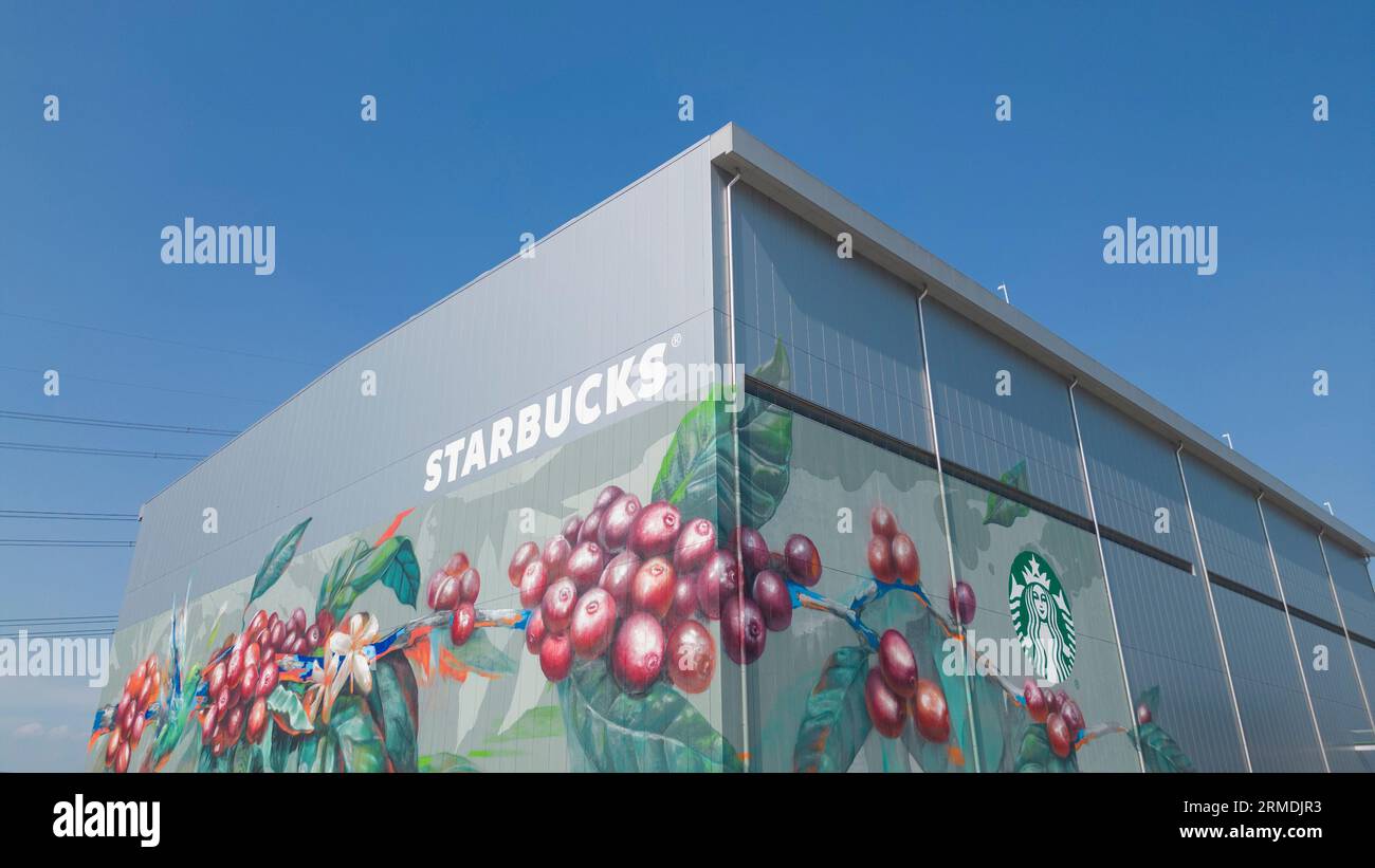 SUZHOU, CHINA - AUGUST 25, 2023 - An aerial photo shows the Starbucks ...