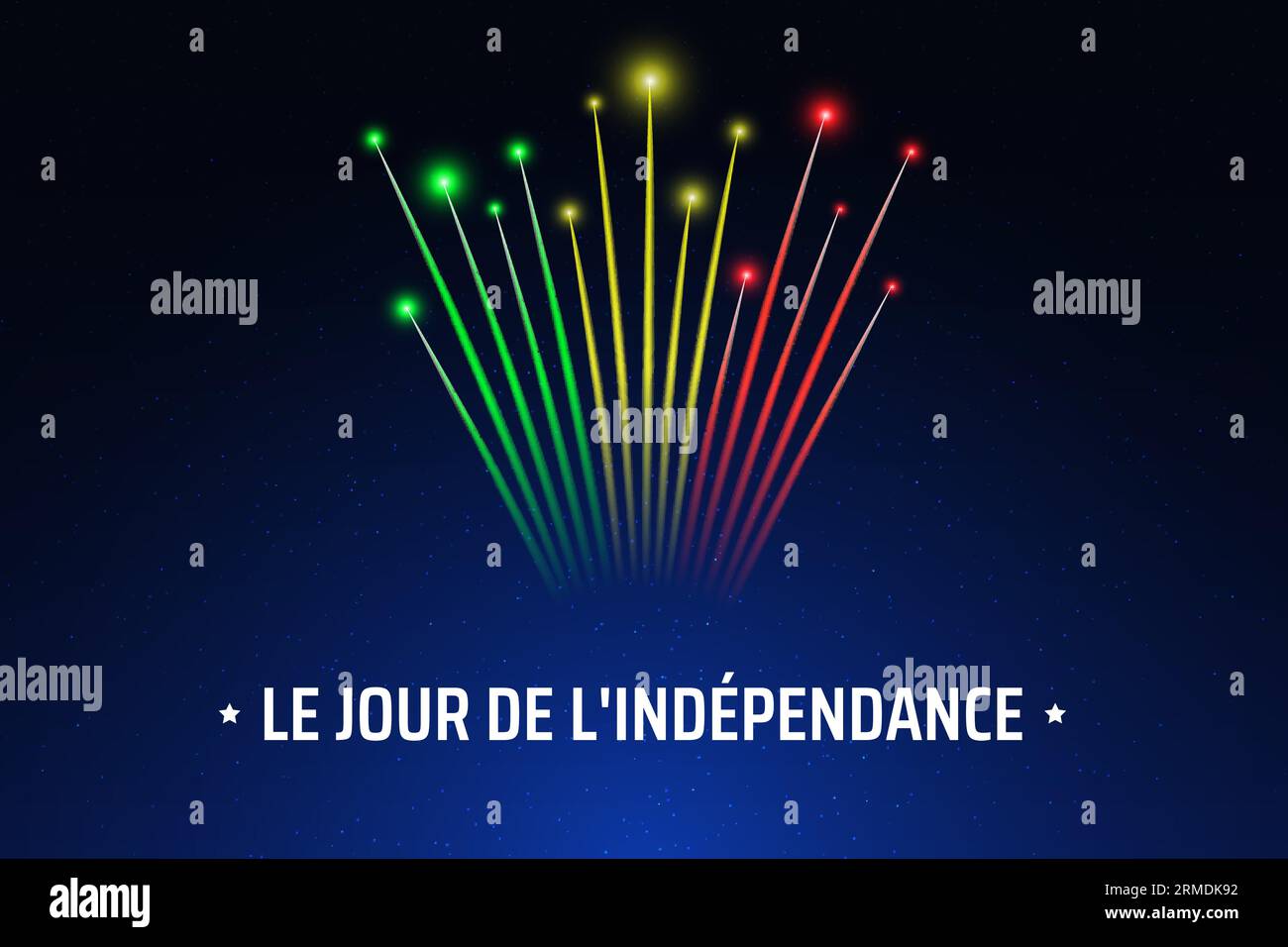 September 22, mali independence day, colorful fireworks flag on blue ...