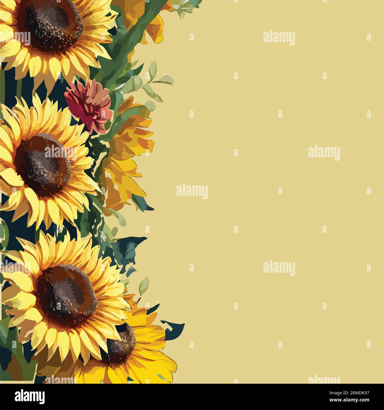 sunflower border floral frame Stock Vector Image & Art - Alamy