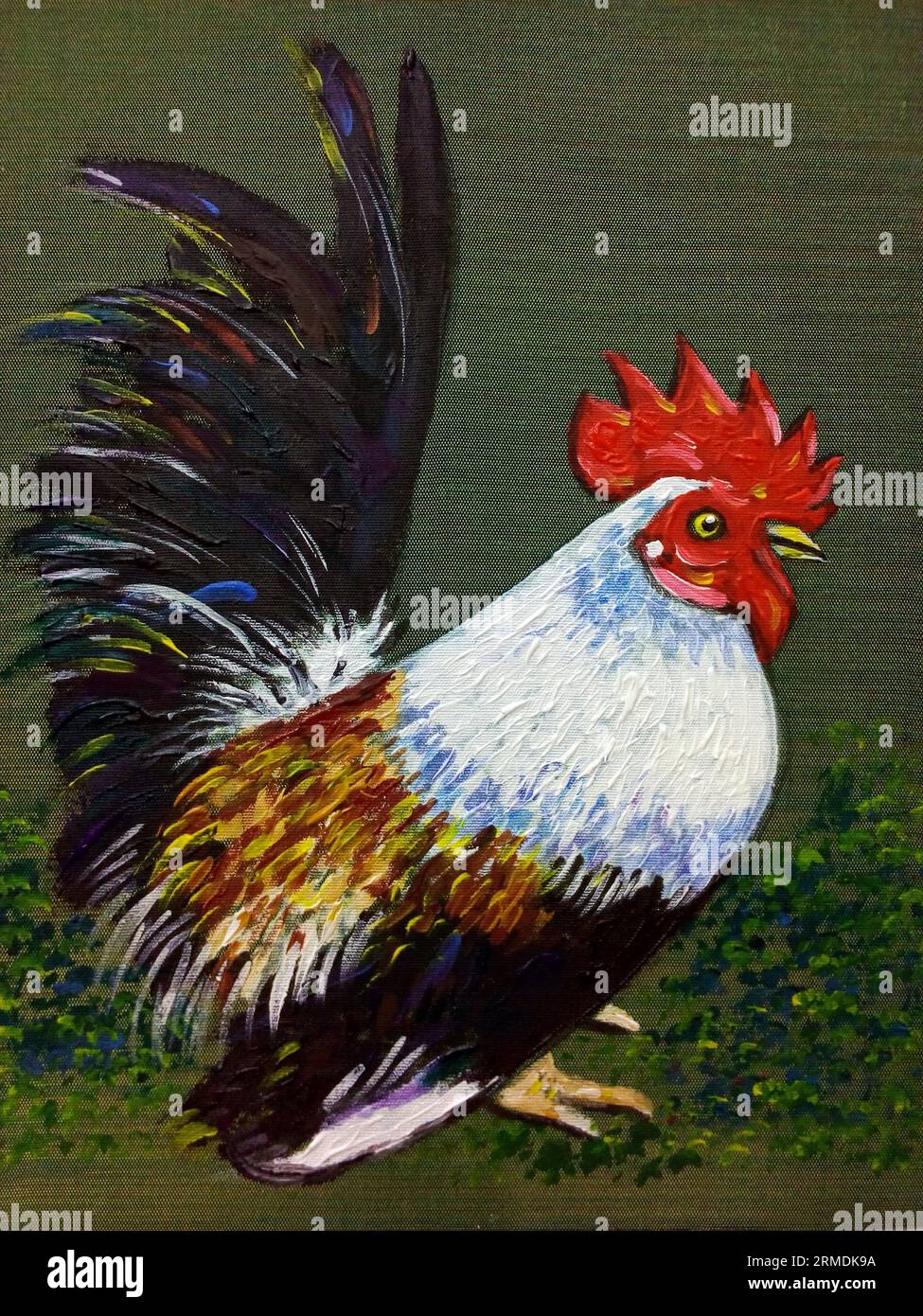 Art painting Oil color hen thailand Stock Photo - Alamy