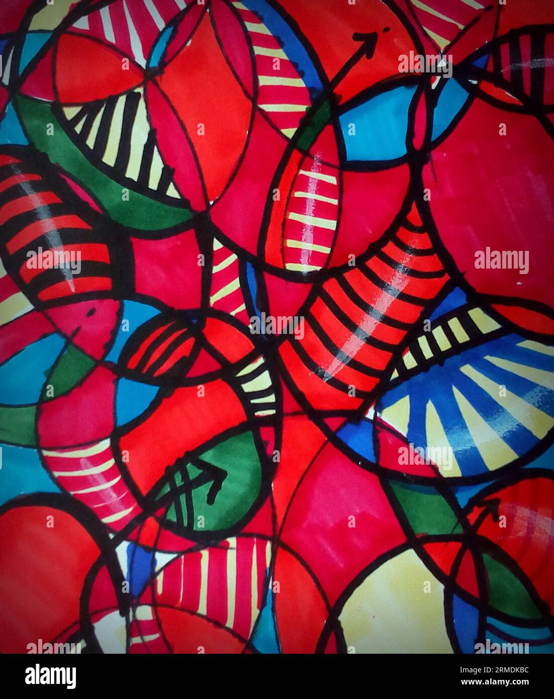 Art Drawing Abstract Copic marker Modern geometric shapes Stock Photo ...