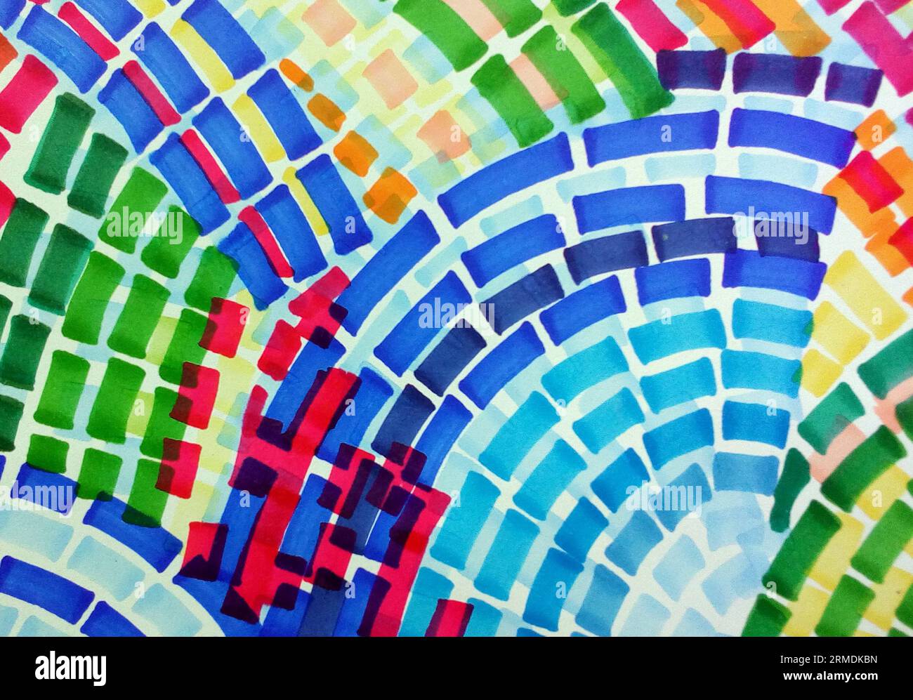 Art Drawing Abstract Copic marker Modern geometric shapes Stock Photo ...