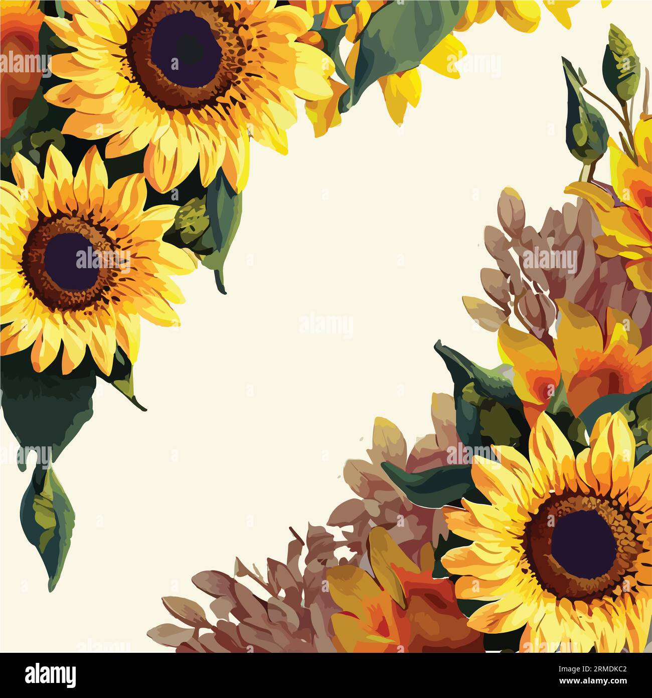 sunflower border floral frame Stock Vector Image & Art - Alamy