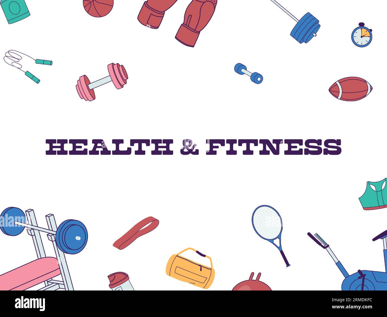 Sport equipment frame. Cartoon sport equipment banners, cartoon ...