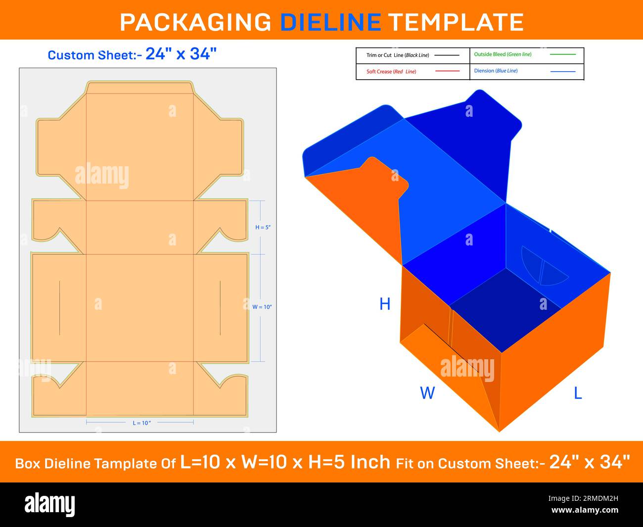 10x10x5 inch 1000 Gram Standard Cake Box Die line Template Stock Vector ...