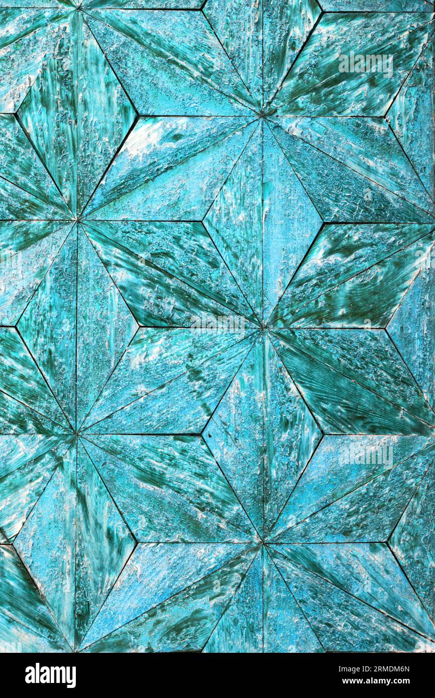 Star shaped weathered wooden panel design, close up texture background ...