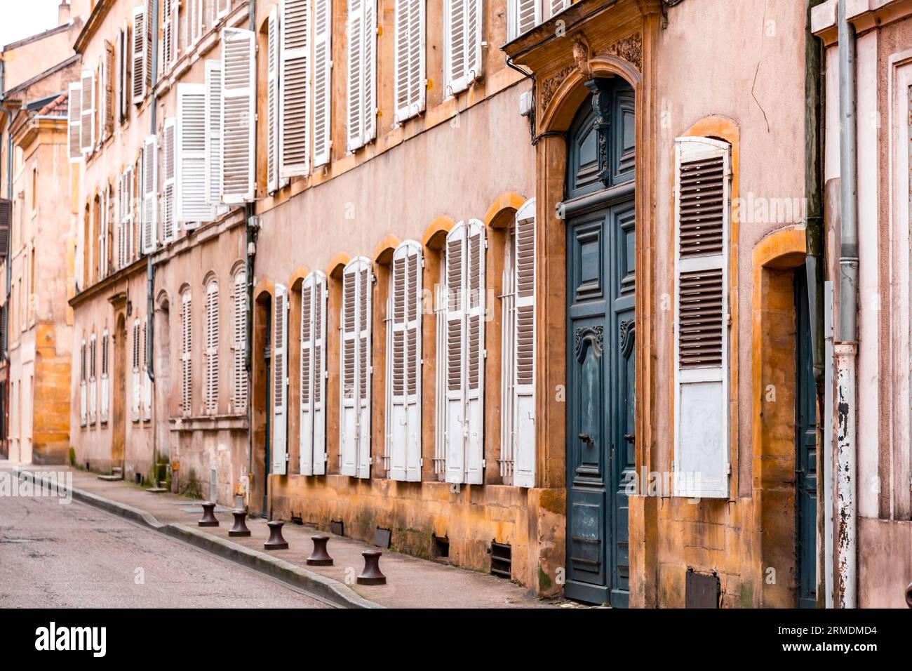 Street view and typical french buildings in the city of Metz, France ...