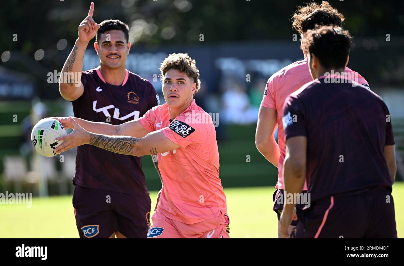 Brisbane, Australia. 28th Aug, 2023. Reece Walsh (centre) in action ...