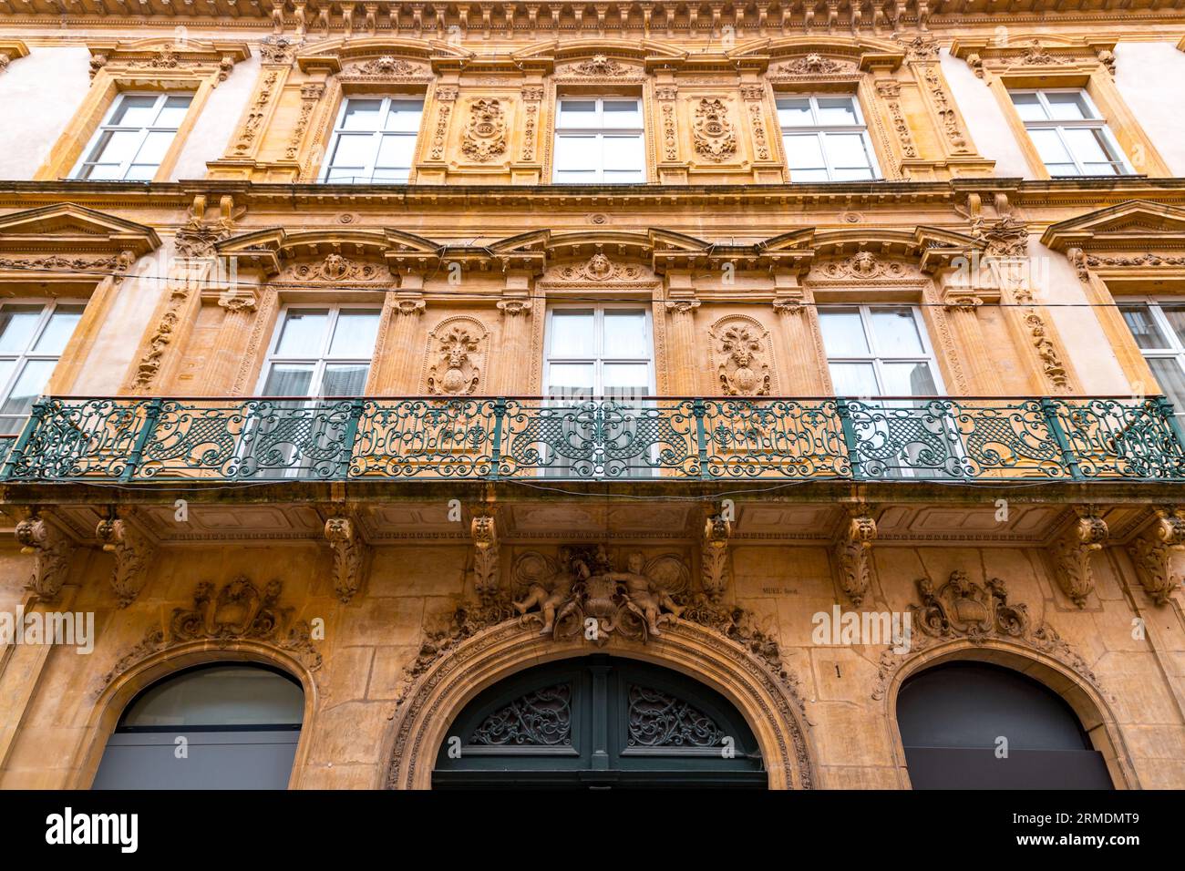 Street view and typical french buildings in the city of Metz, France ...