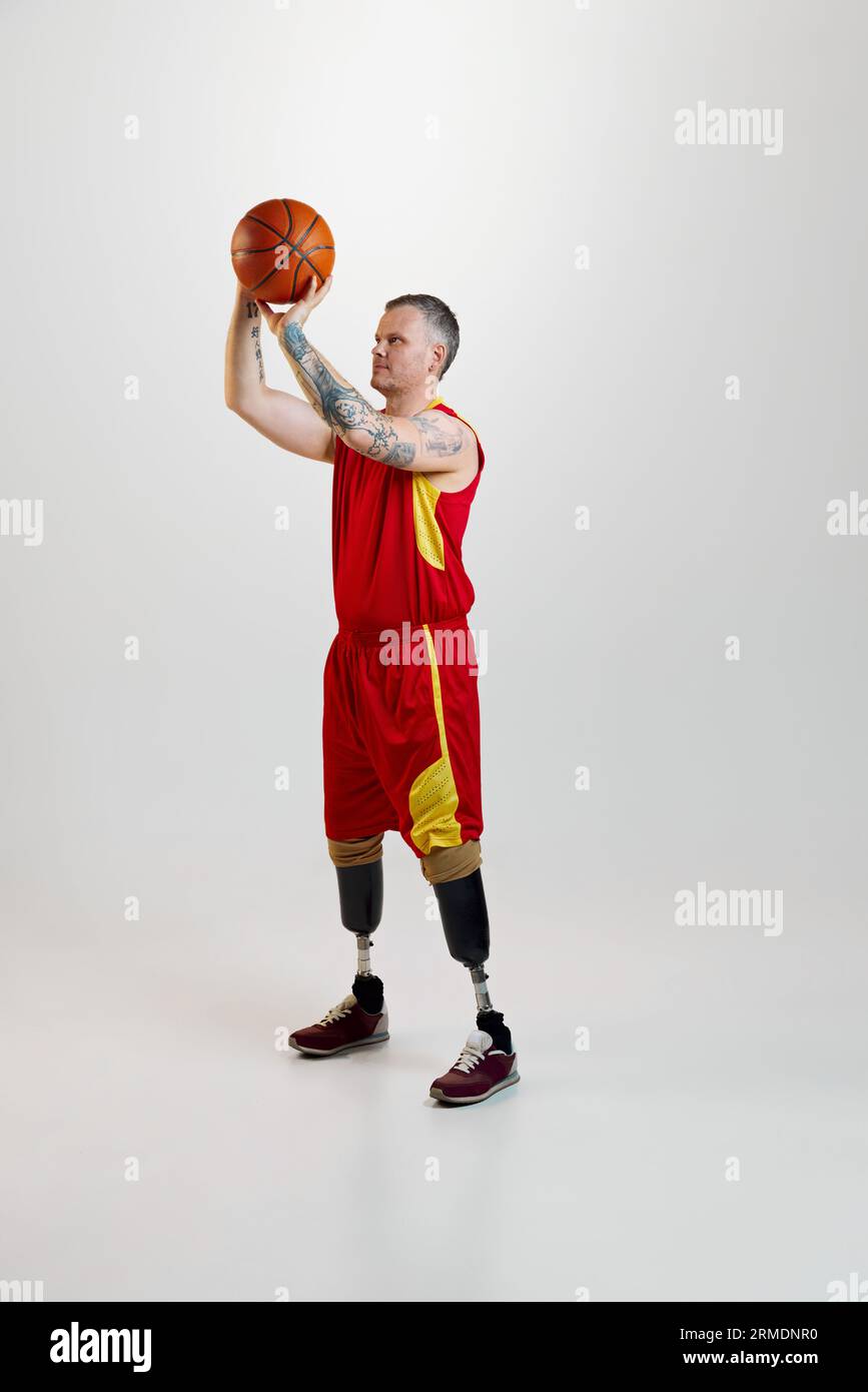 Attractive, confident, sporty man with prosthetic legs, disability in ...