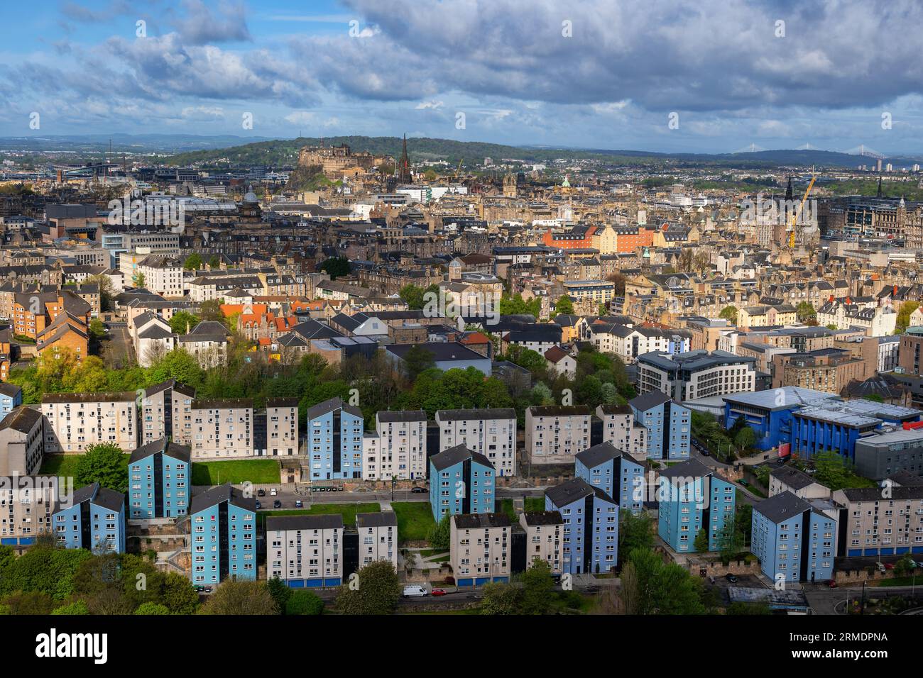 Edinburgh from above, capital city of Scotland cityscape, UK Stock ...