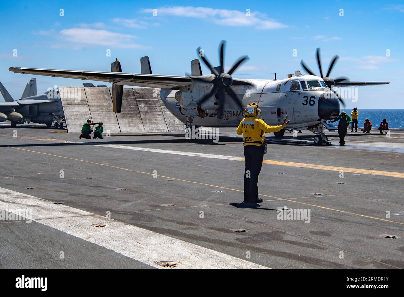 C-2A Greyhound prepares to launch from the flight deck of the aircraft ...