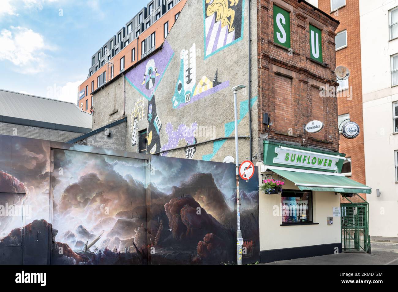 Street Art and Sunflower Public House, Union Street, Belfast, Northern ...