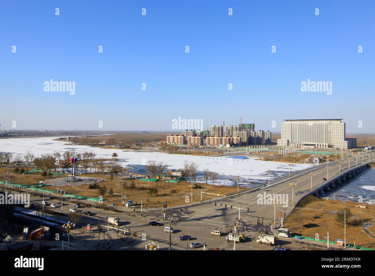 small towns architectural landscape in winter, in North China Stock ...