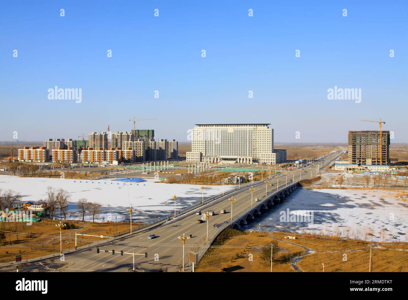 small towns architectural landscape in winter, in North China Stock ...