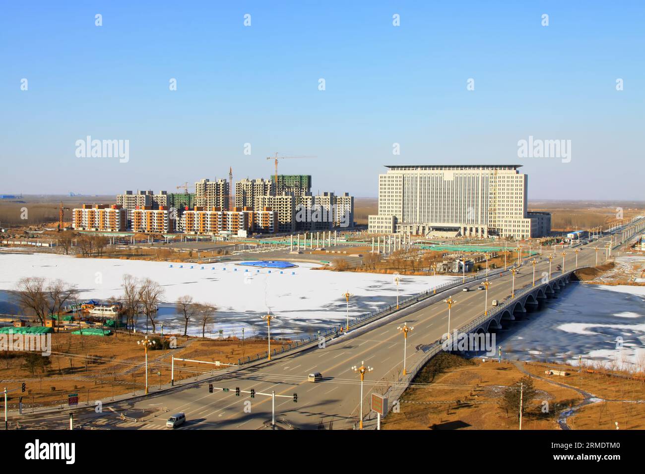 small towns architectural landscape in winter, in North China Stock ...