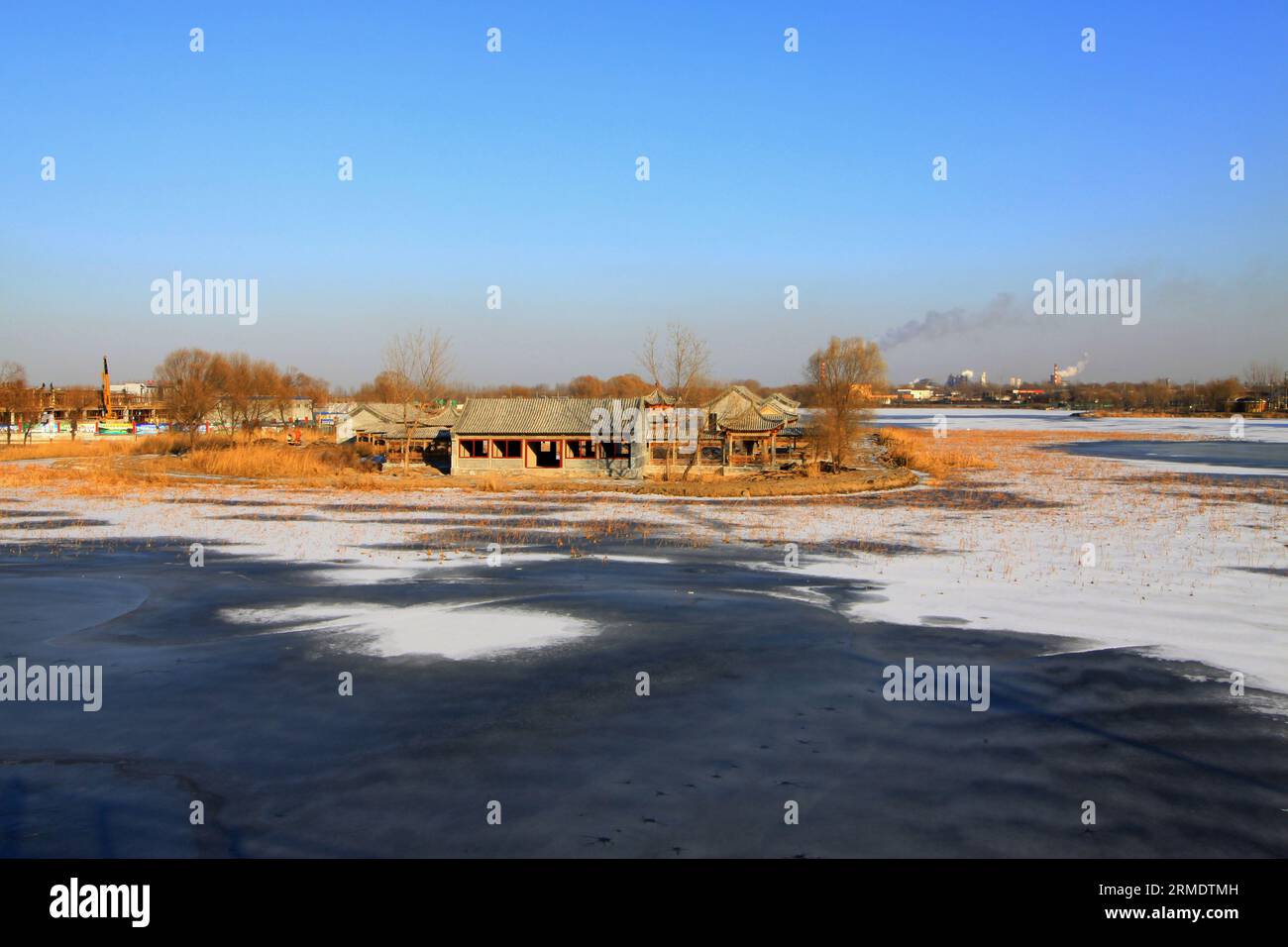 Buddhist Temple Landscape Architecture in the snow, in north China ...