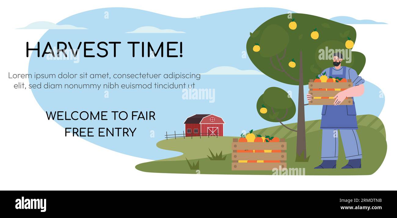 Farmer at work, agricultural worker harvesting crops. Apple harvesting. Life in farm, beautiful ...