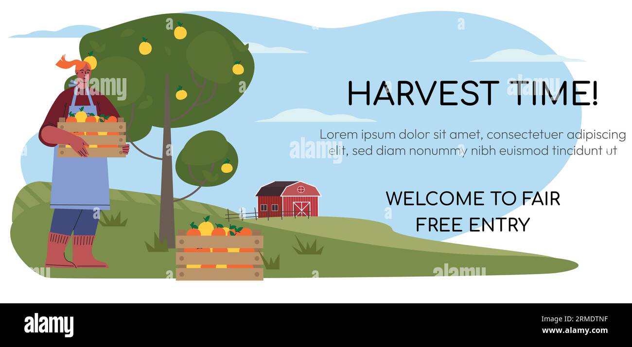 Farmer at work, agricultural worker harvesting crops. Apple harvesting. Life in farm, beautiful ...